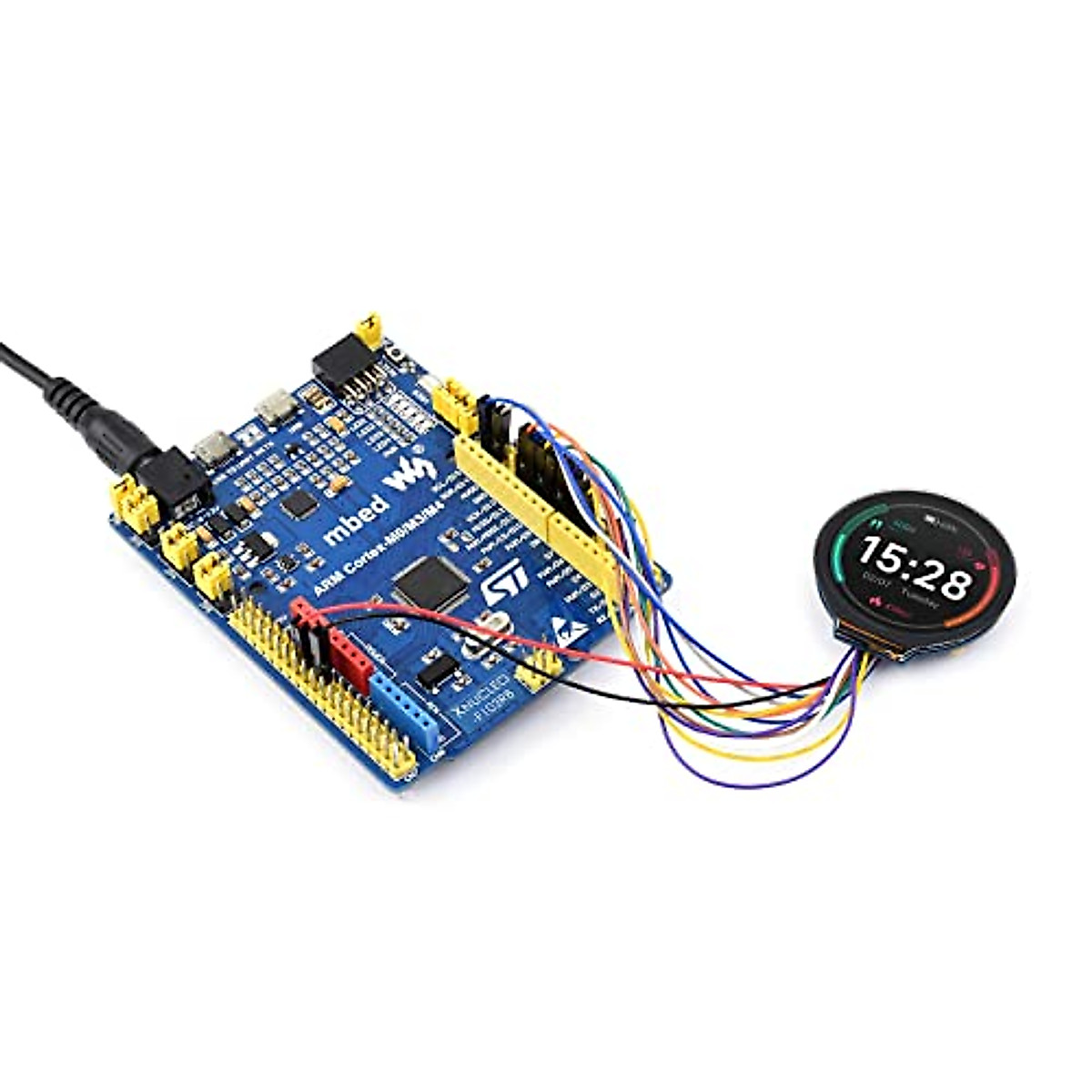 Waveshare 1.28inch Round LCD Display Module with Touch Panel, 240×240 Resolution, IPS, SPI and I2C Communication, Compatible with Raspberry Pi 5/4B/3B/Zero/Zero W/Zero 2W/Pico/Pico W/Pico WH