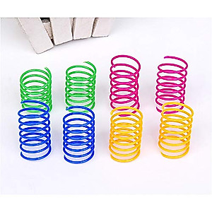 ISMARTEN 120 Pack Cat Spring Toy, Colorful Interactive Cat Toy Plastic Coil Springs Cat Toy for Swatting, Biting, Hunting Kitten Toys
