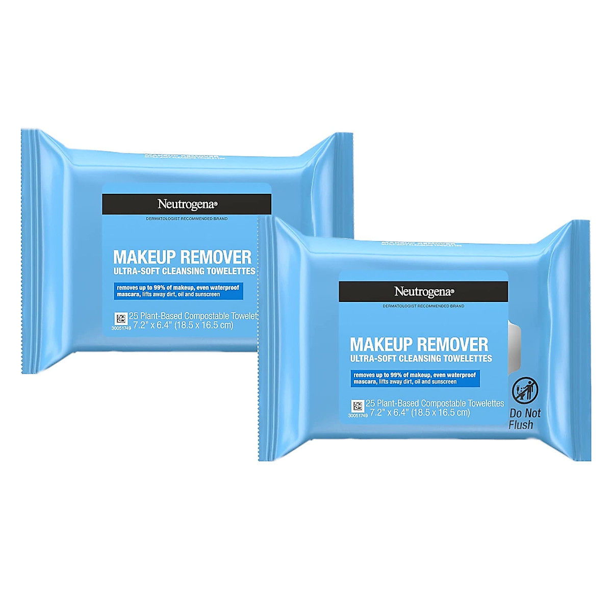 Neutrogena Makeup Remover Cleansing Towelettes, Daily Face Wipes to Remove Dirt, Oil, Makeup & Waterproof Mascara, 25 ct. (Pack of 2)