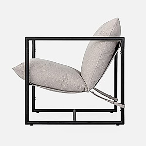 ZINUS Aidan Sling Accent Chair / Metal Framed Armchair with Shredded Foam Cushioning, Oatmeal