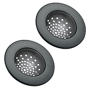 mDesign Modern Kitchen Sink Strainer, Drain Cover for Standard Kitchen Sinks, Double Farmhouse Sinks, Utility Sinks - Flexible Base Traps Debris, Wide Metal Rim, 4" Round - 2 Pack - Bronze