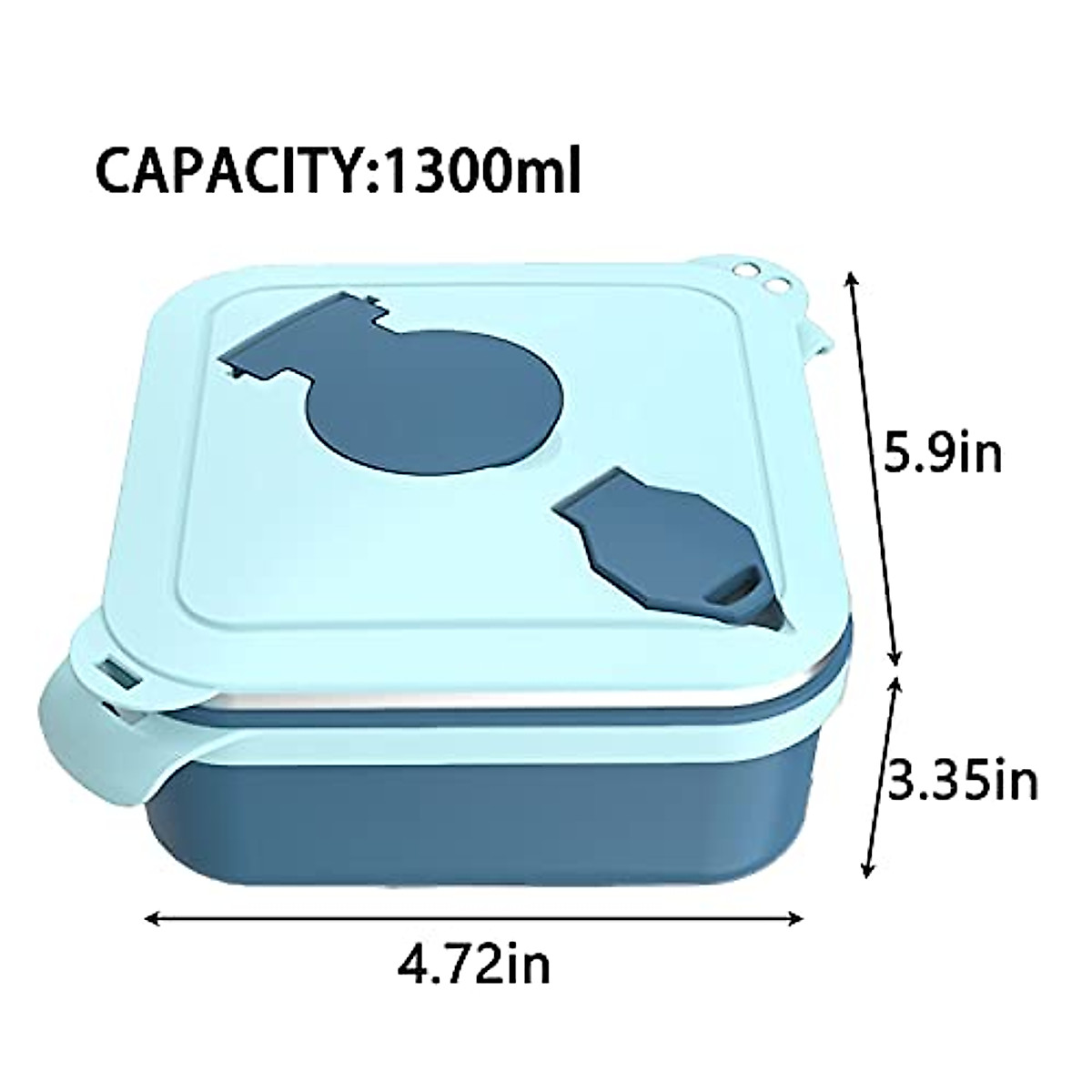 DoxiGlobal Ramen Bowl Stainless Steel Lunch Box Noodle Bowls for Office College Dorm Room Instant Cooking -1.3L (Blue)