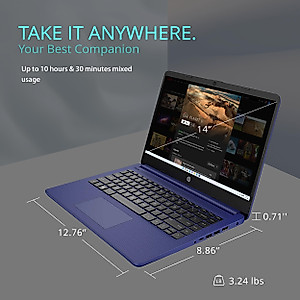 HP 14” HD Touchscreen Laptop, AMD Ryzen 7-5700U, 32GB RAM, 1TB PCIe SSD, AMD Radeon Graphics, HD Webcam, WI-FI 6, Bluetooth, HDMI, Blue, Windows 11, 32GB USB Card