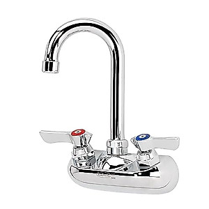 Krowne Metal Krowne 10-400L Silver Series Wall Mount Faucet, 4" Centers, 3-1/2" Gooseneck Spout
