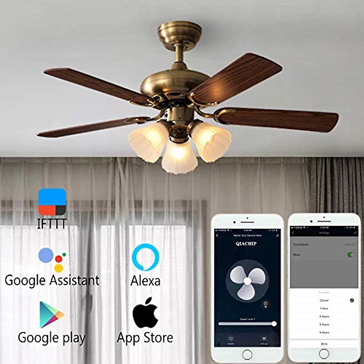 Ceiling Fan Remote Control Kit, WI-FI Smart Fan Control Timing Wireless Control with Amazon Alexa