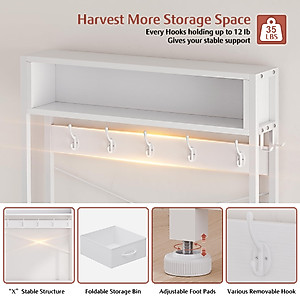 Lulive Hall Tree with Bench and Shoe Storage, 31.5" Coat Rack Freestanding with 2-Tier Storage Shelf, 5-in-1 Entryway Bench Coat Rack with 12 Hooks and 3 Drawers(White)