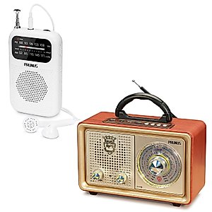 AM FM Shortwave Radio Retro Portable Transistor Radio, AC Battery Powered Radio, PRUNUS J-777 Pocket Radios Portable AM FM Small Walkman Radio with Best Reception(Gold+White)