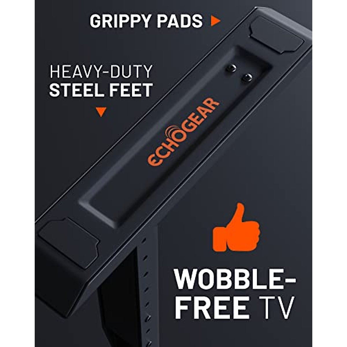 ECHOGEAR Universal Large TV Stand - Height Adjustable Base for TVs Up to 77" - Wobble-Free Replacement Stand Works w/ Any TV Including Vizio, TCL, Samsung & More - Flat Design Compatible w/ Soundbars