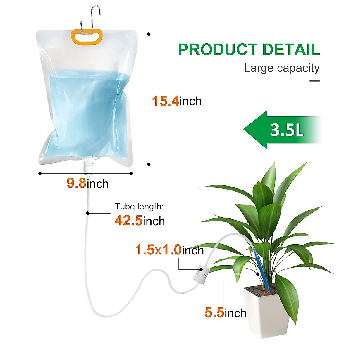 HUHKOUAE 5Pcs Plant Drip Bag, Plants Automatic drip Irrigation with Valve Kits,for Plant Flower Life House Device Watering System