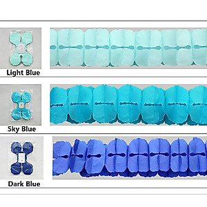 Reusable Party Streamers, MerryNine Four-Leaf Clover Paper Flower Garland for Party, Wedding Decoration, 11.81 Feet/3.6M Each, Pack of 6 (Four-Leaf Blue Set)