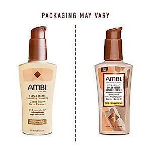 Ambi Even & Clear Cocoa Butter Facial Cleanser With Nutrient-Rich Sweet Potato Complex | Hydrating Formula | Helps Even Skin Tone | 3.5 Ounce