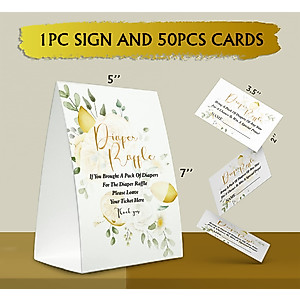 Diaper Raffle Sign,Diaper Raffle Baby Shower Game Kit (1 Standing Sign + 50 Guessing Cards),Baby Showers Decorations,Card for Baby Shower Game to Bring a Pack of Diapers-XN14