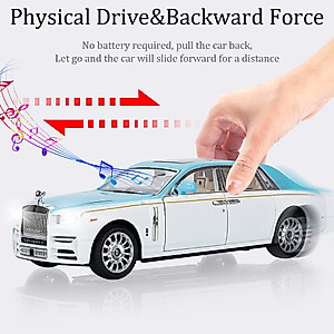 1/24 Diecast Car Model Rolls-Royce Phantom Toy Car, Alloy Collectible Phantom Replica Pull Back Model Car Vehicles with Sound and Light for Kids Boys Girls Birthday Gift