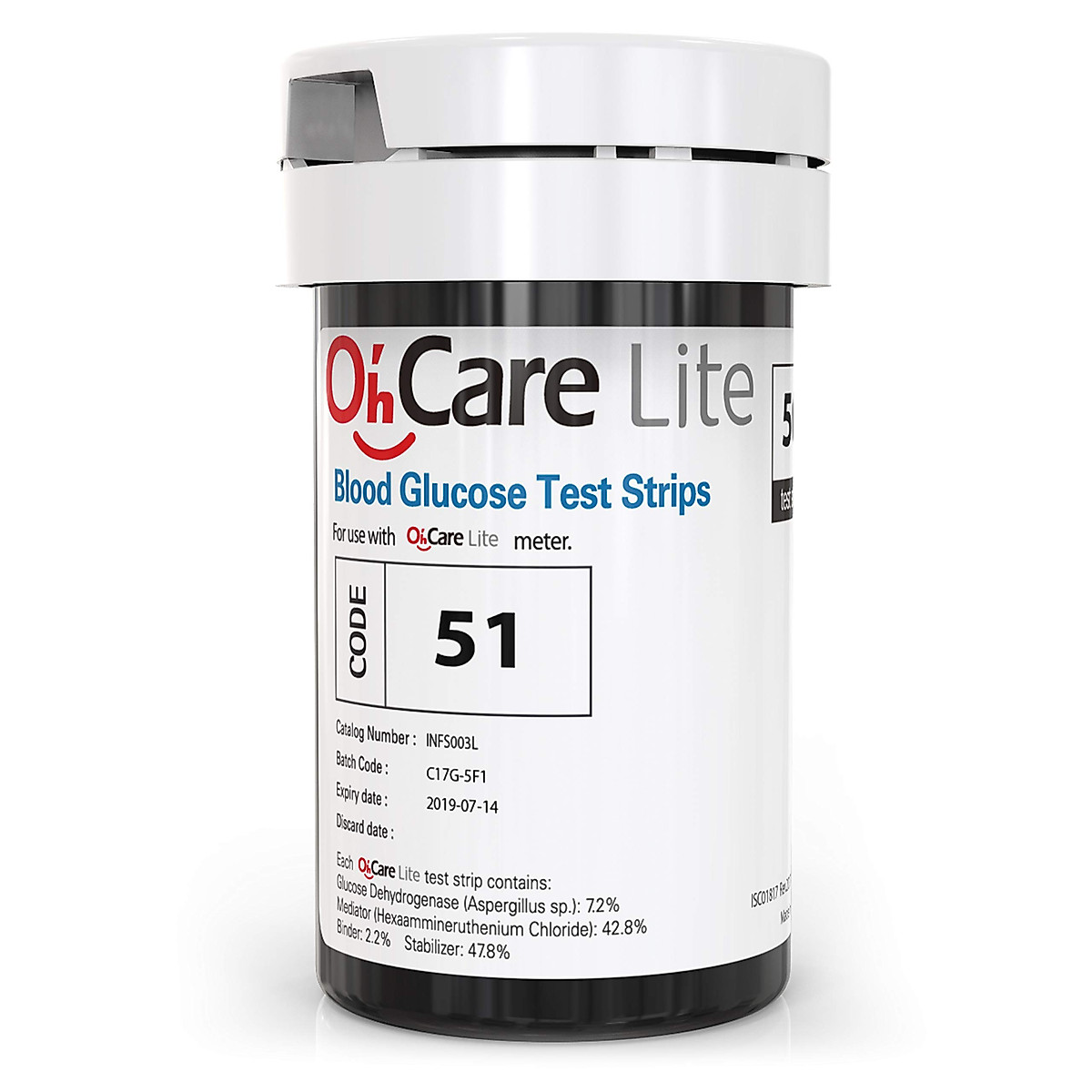 Oh?Care Lite Blood Glucose Test Strips (50pcs) - Diabetic Test Strips Calibrated for Oh?Care Lite Blood Sugar Testing Monitor/Glucometer - Affordable Diabetic Supplies by ijCare (1)