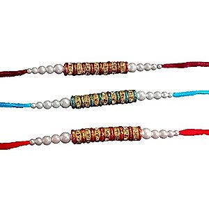 Set of Three Rakhi Thread,Designer Rakhi, Raksha bandhan Gift for Your Brother,Rakhi for Brother,Rakhi Bracelet,Rakhabandhan Rakhi,Rakshabandhan Festival(Multi Color Thread)
