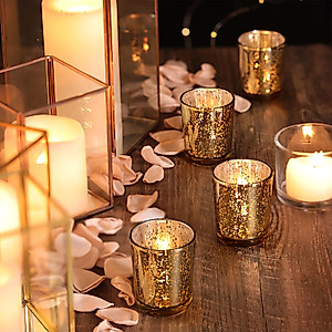 LETINE Gold Votive Candle Holders Set of 36 - Speckled Mercury Gold Glass Candle Holder Bulk - Ideal Candle Jars for Wedding Centerpieces, Party Supplies, Holiday Day Table Decor