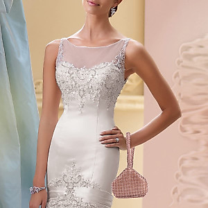 ele ELEOPTION Women Rose Gold Clutch Rhinestone Purse Bling Evening Bag Triangle Women's Wedding Purse for Party Cocktail for 6.0 inch Phones