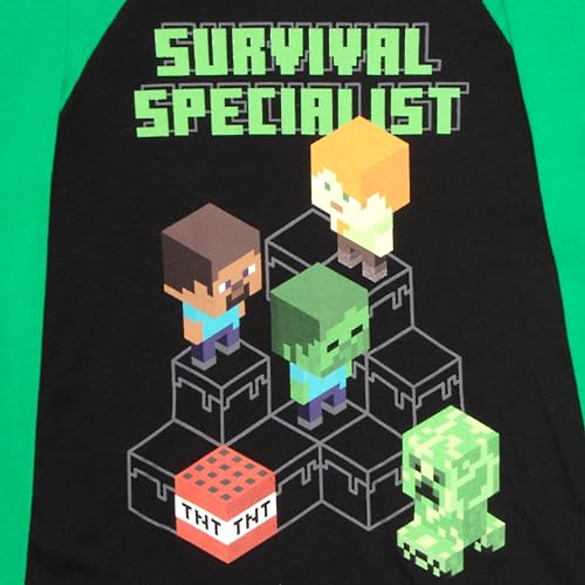 Minecraft Boys Video Game Character Graphics Long Short Sleeve Tees, Black, 4