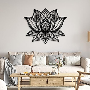 Fayholy Lotus Flower Mandala Metal Wall Art, Metal Wall Decor, Mandala Metal Wall Art, Living Room Wall Decor, Metal Lotus Flower Wall Art, Yoga Gifts (Silver, 31''x26'' | 80x65cm)