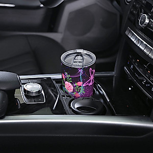 Dujiea 20oz Tumbler With Lid And Straw, Flowers Smoke And Butterfly Vacuum Insulated Iced Coffee Mug Reusable Travel Cup Stainless Steel Water Bottle