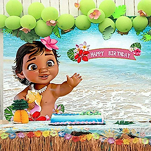 RUINI Polyester Baby Moana Backdrop Summer Sea Blue Water Photography Backdrop Baby Shower Party Table Decoration 7x5FT