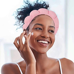 2 Pack Sponge Headband Skincare Headbands for Women, Sponge Spa Headband Makeup Headbands with Triangle Powder Puff for Washing Face, Makeup, Skincare - 4 Pcs (Blue+black)