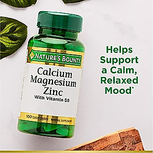 Nature's Bounty Calcium Magnesium & Zinc Caplets, Immune & Supporting Bone Health, 100 Count