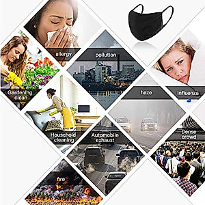 Black Face Mask, 5 Pcs Cloth Mask Cotton Face Masks Washable Reusable Fashion Protective Fabric Masks Outdoor for Adults Men Women Teens