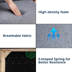 VINGLI Grey Accent Chairs Set of 2, Retro Mid Century Lounge Chairs for Living Room, Sturdy Upholstered Solid Wood Boho Farmhouse Armchairs for Bedroom/Reception