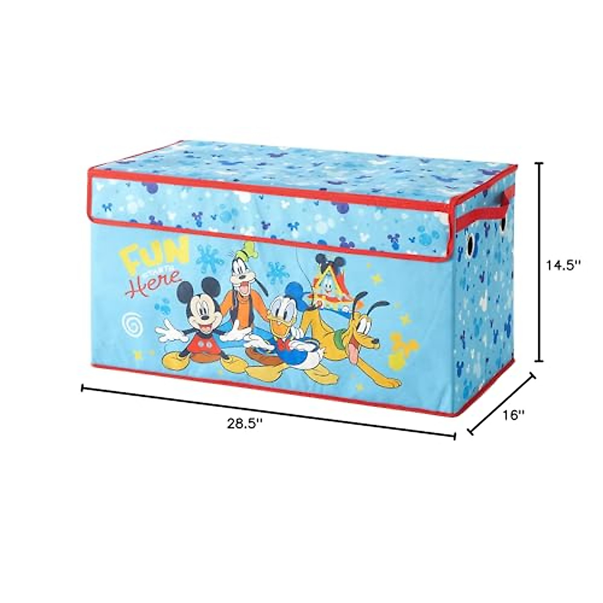 Idea Nuova Disney Mickey Mouse Collapsible Children’s Toy Storage Trunk, Durable with Soft Lid, 28.5"x 14.5"x16"