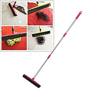Telescopic Rubber Floor Brush for Dog Hair Three - 杆 Carpet Sweeper Floor Broom with Multifunction Tools, Rubber and PP Sweeper for Carpets and Pet Hair, Broom Floor Cleaner