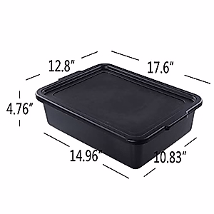Ucake 3-Pack Plastic Bus Box with Lid, Commercial Bus Tubs, 13 L, Black