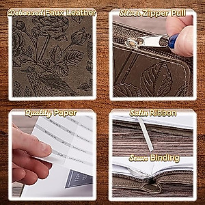 Christian Art Gifts 2024 18 Month Women's Large Vegan Leather Personal Planner Organizer w/Zipper Closure: Trust in the Lord Bible Verse for Daily, Weekly, Monthly Planning, Agenda, Work, Brown Floral