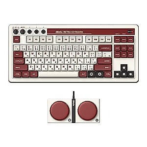8BitDo Retro Mechanical Keyboard, Bluetooth/2.4G/USB-C Hot Swappable Gaming Keyboard with 87 Keys, Dual Super Programmable Buttons for Windows and Android - Fami Edition