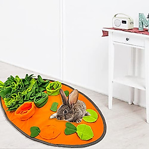 HERCOCCI 30" x 16" Large Rabbit Foraging Mat Toys with Fixing Handle, Washable Polar Fleece Feeding Mat Fun Game Interaction Treat Dispenser for Rabbit Bunny Guinea Pigs Chinchillas Ferrets