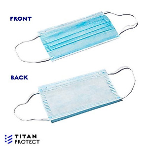 Class 1 Protective Face Masks - TITAN PROTECT Non Medical 3-Layer Disposable Face Mask, Daily Protection Filters >95% of Particles, Elastic Ear Loop, Adjustable and Comfortable, Blue (20 PC)
