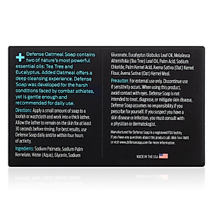 Defense Soap All Natural Tea Tree Bar Soap, 3 Bar Variety Pack - Original, Peppermint, Oatmeal