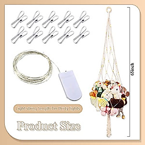 Stuffed Animal Hammock with LED Light Macrame Net for Stuffed Animals Corner Hanging Stuffed Animal Net Toy Hammock Stuffed Animals Storage for Kids Toy Storage