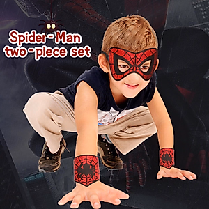 LSHDXD Spider Mask and Wristbands for Kids Boys,Halloween Superheros Masks Masquerades With Spider Wrist Band Party Mardi Gras Mask for Halloween Costume Party Cosplay