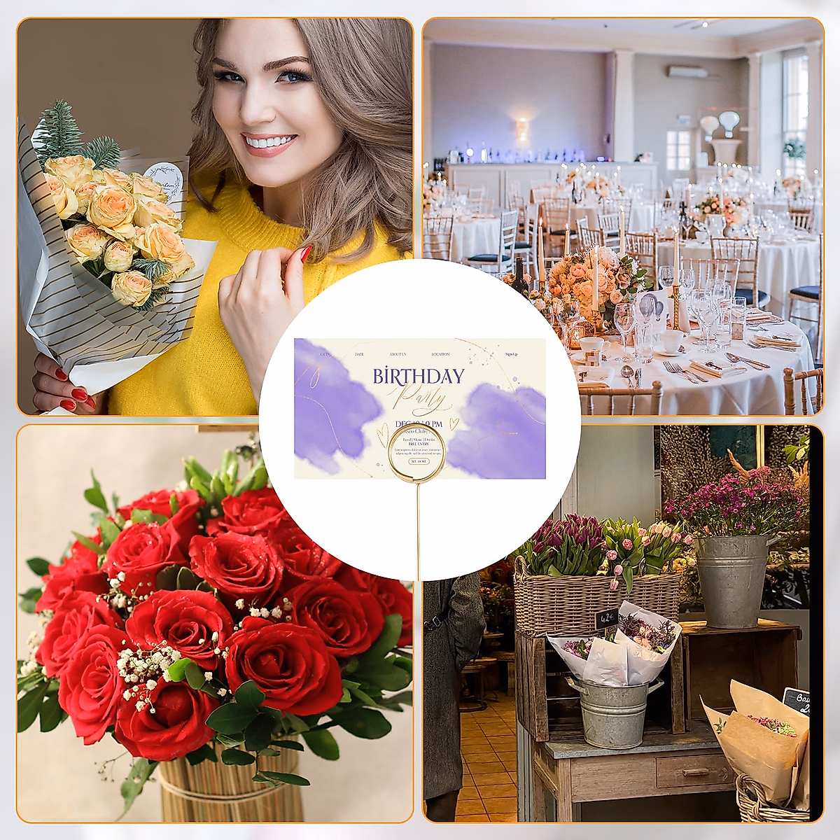 20pcs Table Number Holders, Place Card Holders Metal Floral Card Holder Clips Round Picture Holders for Centerpieces Photo Memo Pick for Wedding Party Flower Cards Office Cake Topper