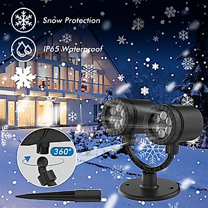 Christmas LED Lighting Projector - Double Head Rotating Snowflake Waterproof Indoor Outdoor Garden Lights Christmas Decorations