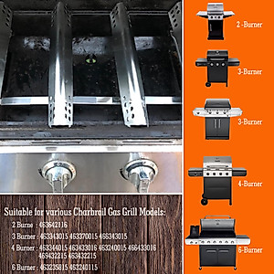 Heat Plates for Charbroil Advantage 4 Burner 466433016 Gas Grill Parts, Fits Char-Broil 2/3/6 Burner 463642015, 463343015, 463642116,463240115, Grill Replacement Kit Parts, Burner, Carryover Tube