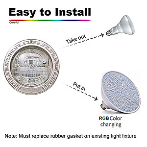 Pool Light Bulb, 120V 40W RGB Color Changing LED Pool Lights for Inground Pool with Remote Control, E26 Replacement Bulbs for 500W Pentair and Hayward Lighting Fixture 1 Pack