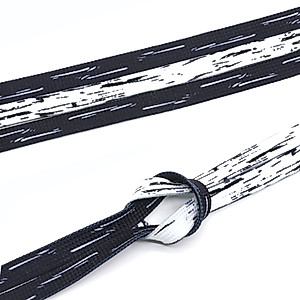 DELELE Flat Graffiti Shoe Laces: White Black Art Print Sneakers Shoelaces 2 Pair 47 inch