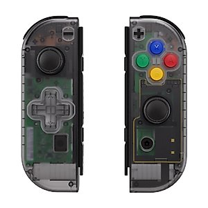 eXtremeRate Back Plate for Nintendo Switch Console, NS Joycon Housing Shell (D-Pad Version) with Colorful Buttons, DIY Replacement Shell for Nintendo Switch - Clear Black