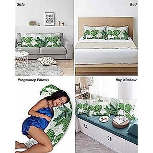 Edwiinsa Teal Tropical Leaves Pillow Covers Queen Size Set of 2 20x30 Bed Pillow, Farmhouse Turquoise Summer Leaf Plush Soft Comfort for Hair/Skin Cooling Pillowcases with Envelop Closure