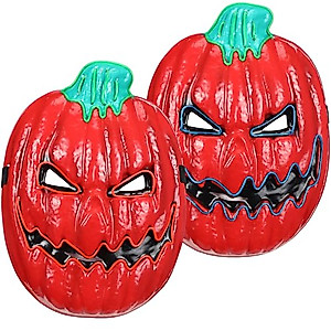 Liliful 2 Pcs Halloween Pumpkin Light up Mask Face Head Scary Mask for Halloween Festival Cosplay Party Decoration Costume(Red, Blue)