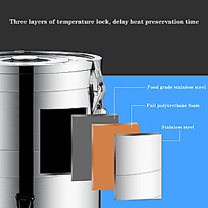 Stockpots Large Stock Pot,304 Stainless Steel Sealed Bucket, Can Hang The Lid，Double-layer Thickened, 24-hour Heat Preservation (Color : Silver, Size : 26cm29cm(10L))