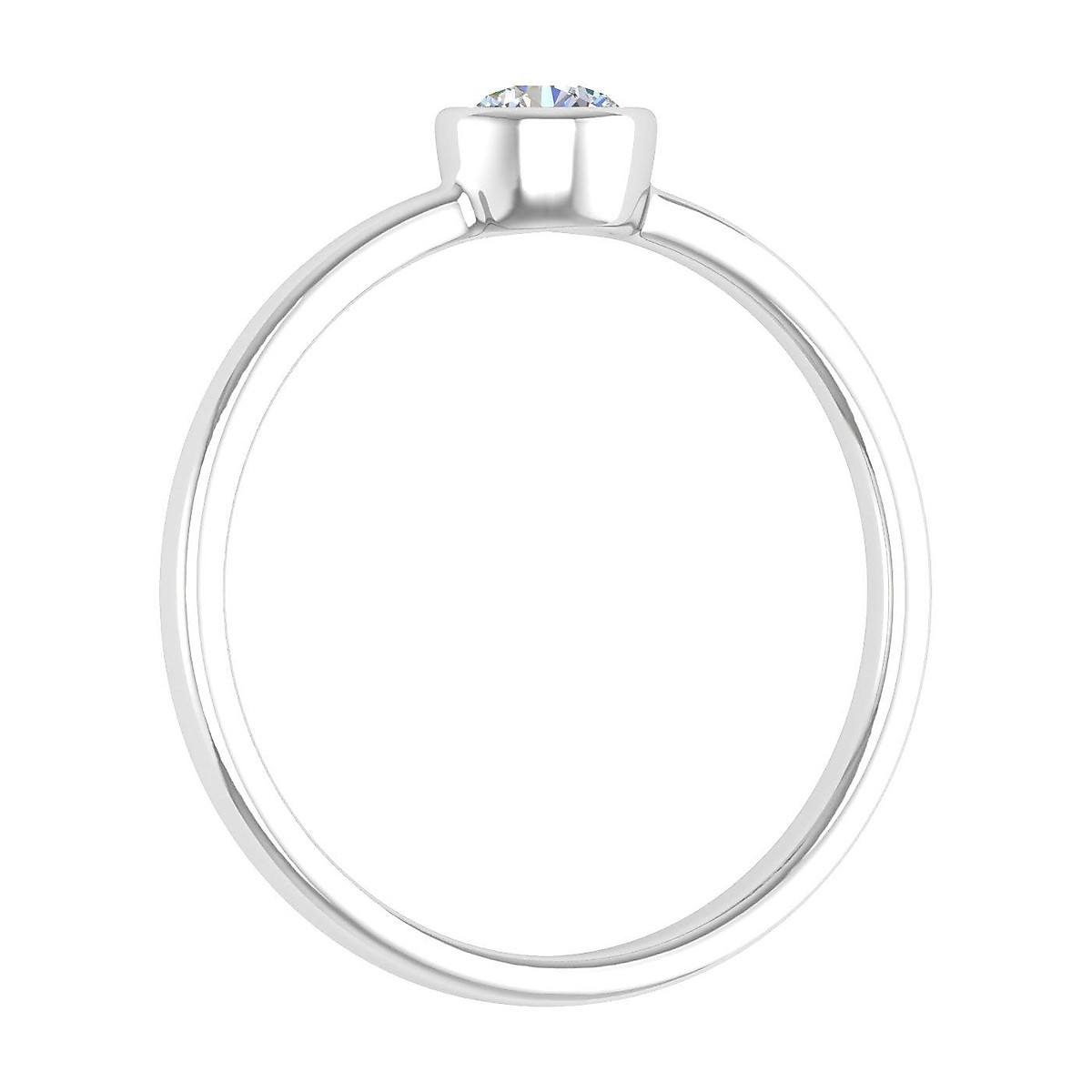 FINEROCK 1/4 Carat Bezel Set Diamond Solitaire Engagement Ring Band in 10K White Gold (Ring Size 7)