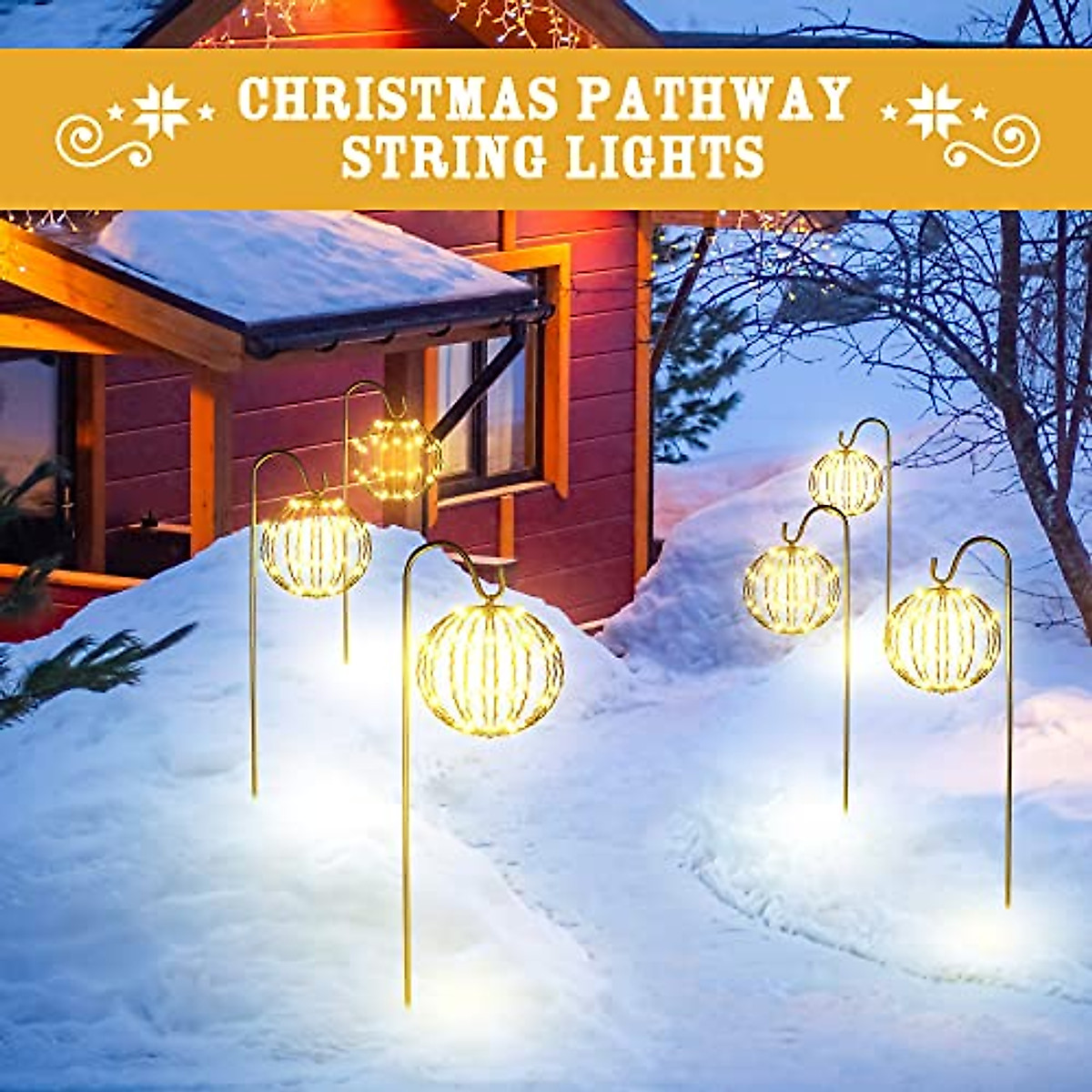 Hiboom Globe Pathway Sphere Ball Light, 3 Sphere Ball 8 Modes 180 Fairy LED Plug in Walkway Light Ball, IP68 Waterproof Light, Christmas Sphere Ball Light for Patio Yard Sideway Path Driveway Garden